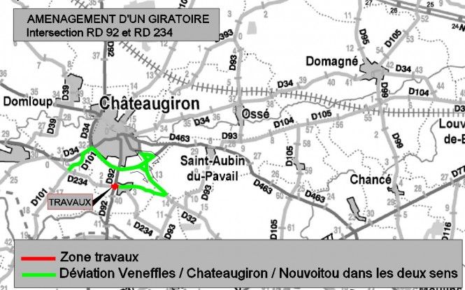 Travaux : aménagement du giratoire de Venèfles - Châteaugiron